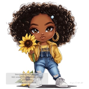 8 Black Girl and Sunflower Clipart, Afro Girl Clipart, Black Woman Png ...