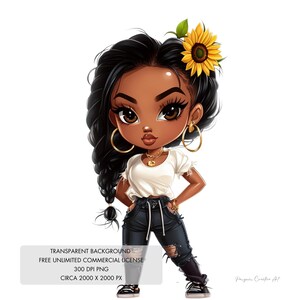 8 Black Girl and Sunflower Clipart, Afro Girl Clipart, Black Woman Png ...