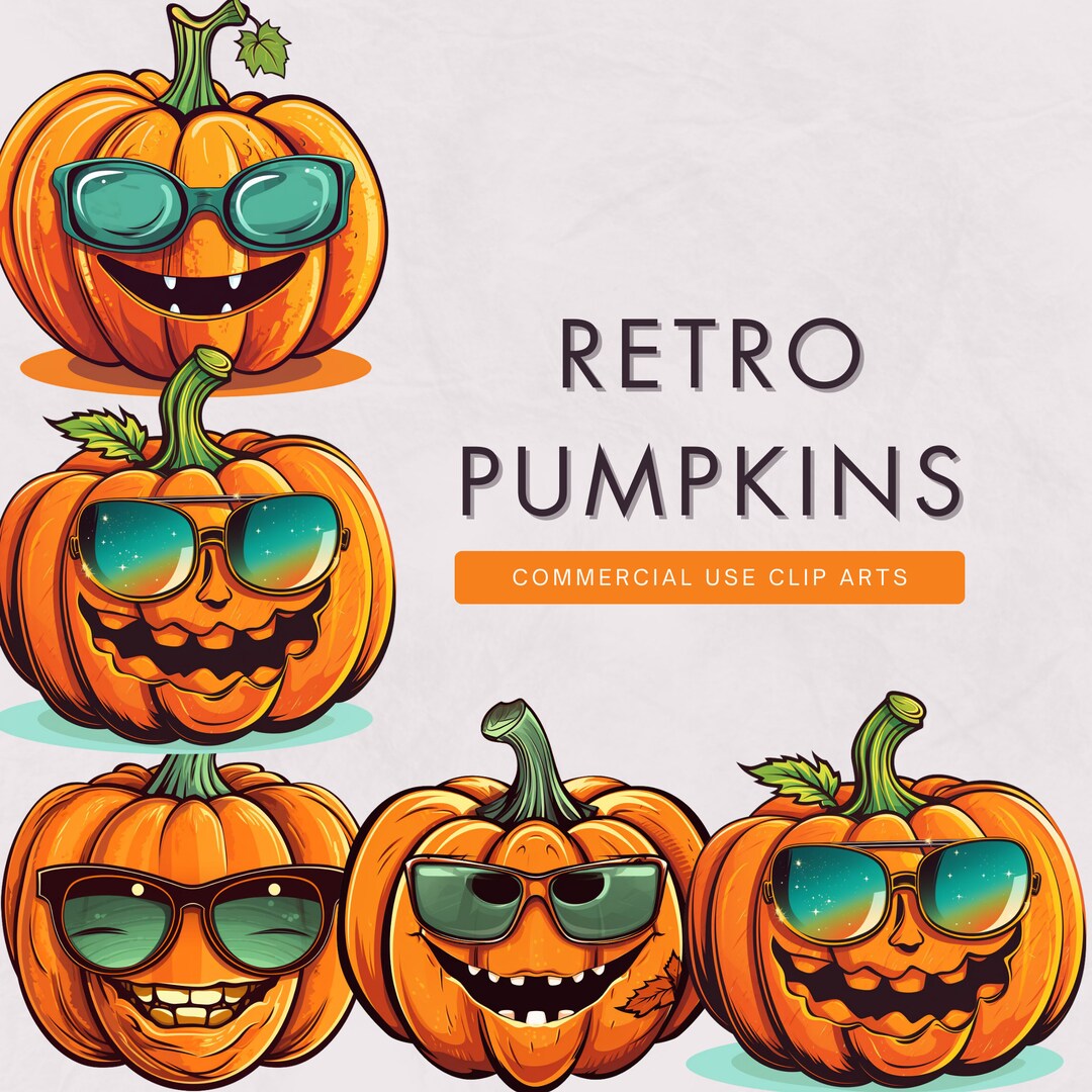 Pumpkin Face Clipart Pack Commercial Use Instant Download // - Etsy