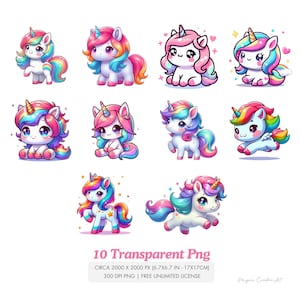10 Unicorn Clipart, Cute Unicorn, Kawaii Cute Unicorn Clipart, Baby ...