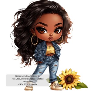 8 Black Girl and Sunflower Clipart, Afro Girl Clipart, Black Woman Png ...