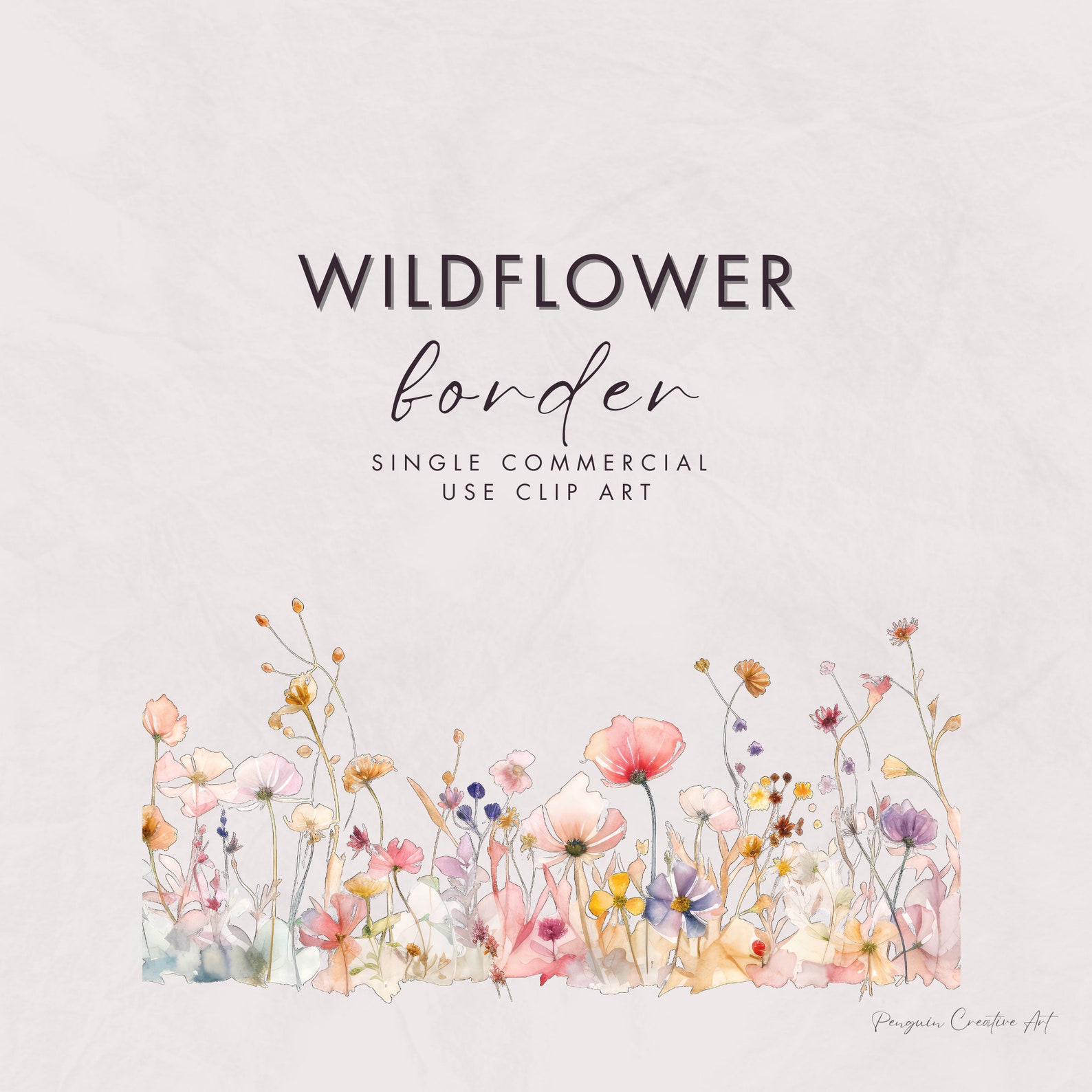 Wildflower Border Clipart, SINGLE IMAGE, Commercial Use, Transparent ...