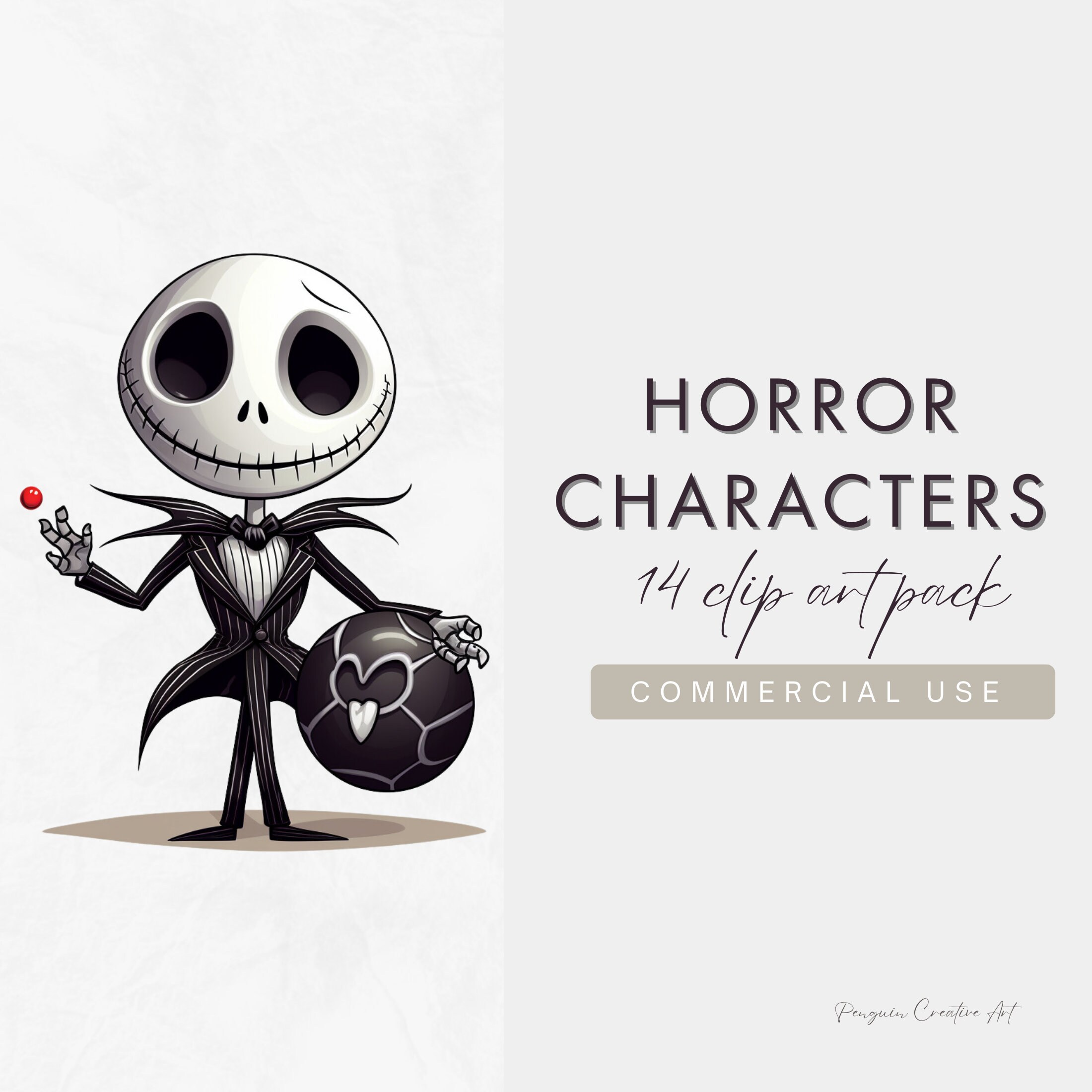 Nightmare Characters Clipart Pack, Commercial Use // Horror Characters ...