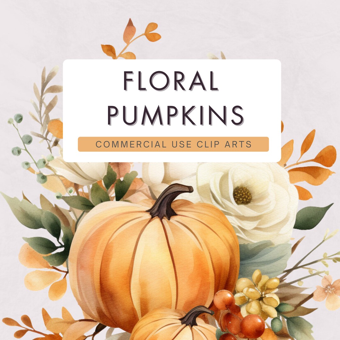 Floral Pumpkins Clipart Pack Commercial Use // Pumpkin and - Etsy