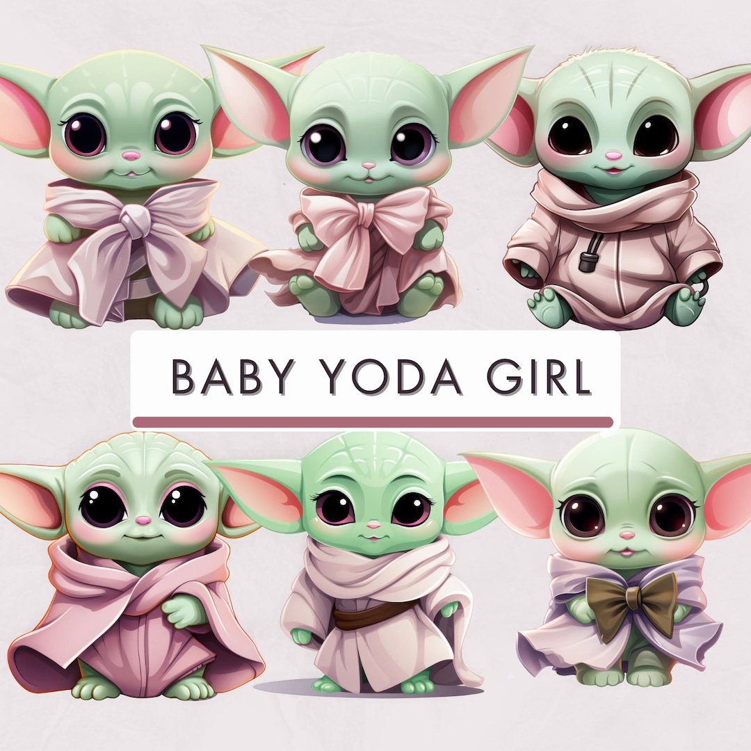8 Baby Yoda Girl PNG Clipart, Baby Yoda Birthday for Girl Clipart, Baby ...