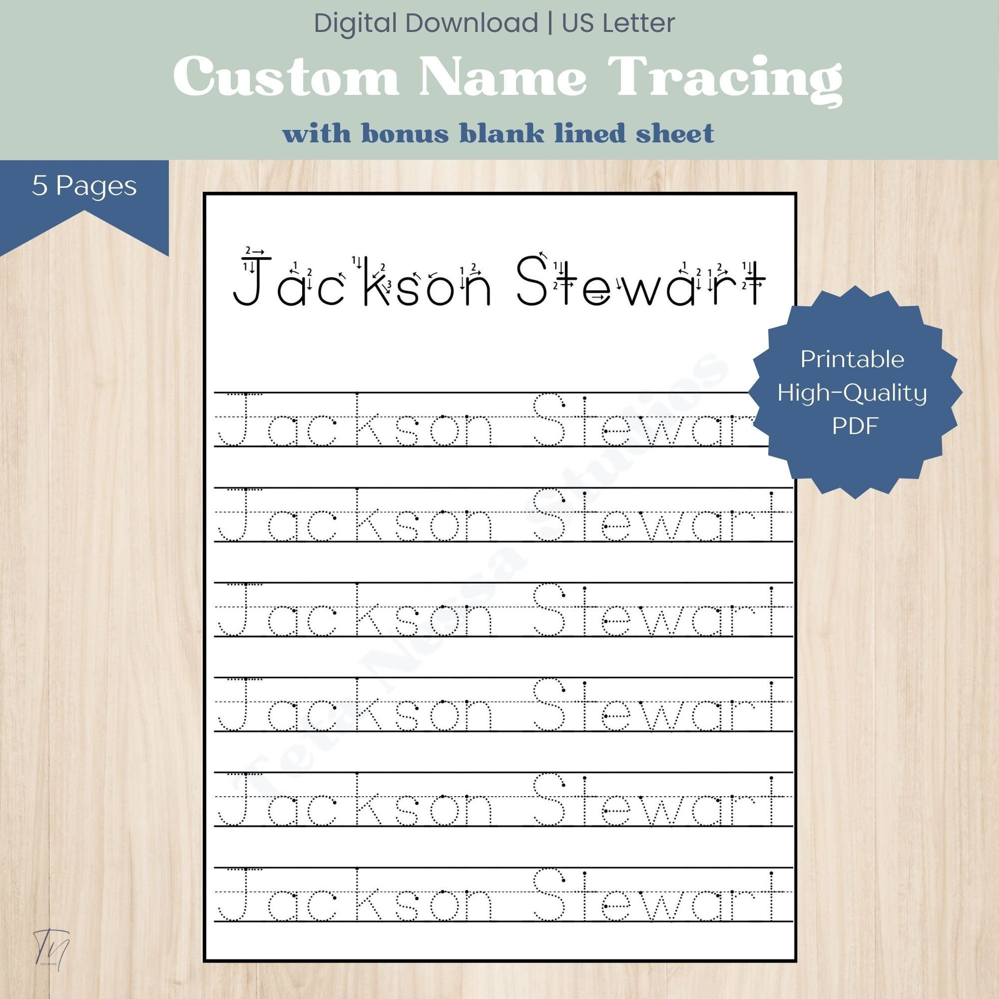 Custom Name Tracing Worksheets for Kids Learning Preschool Printables ...