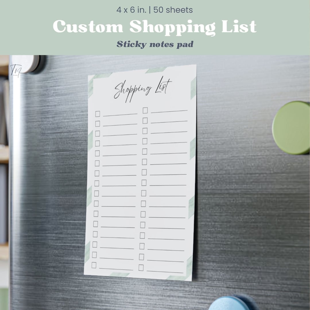Personalized Grocery List Sticky Notes Pad Custom Shopping - Etsy