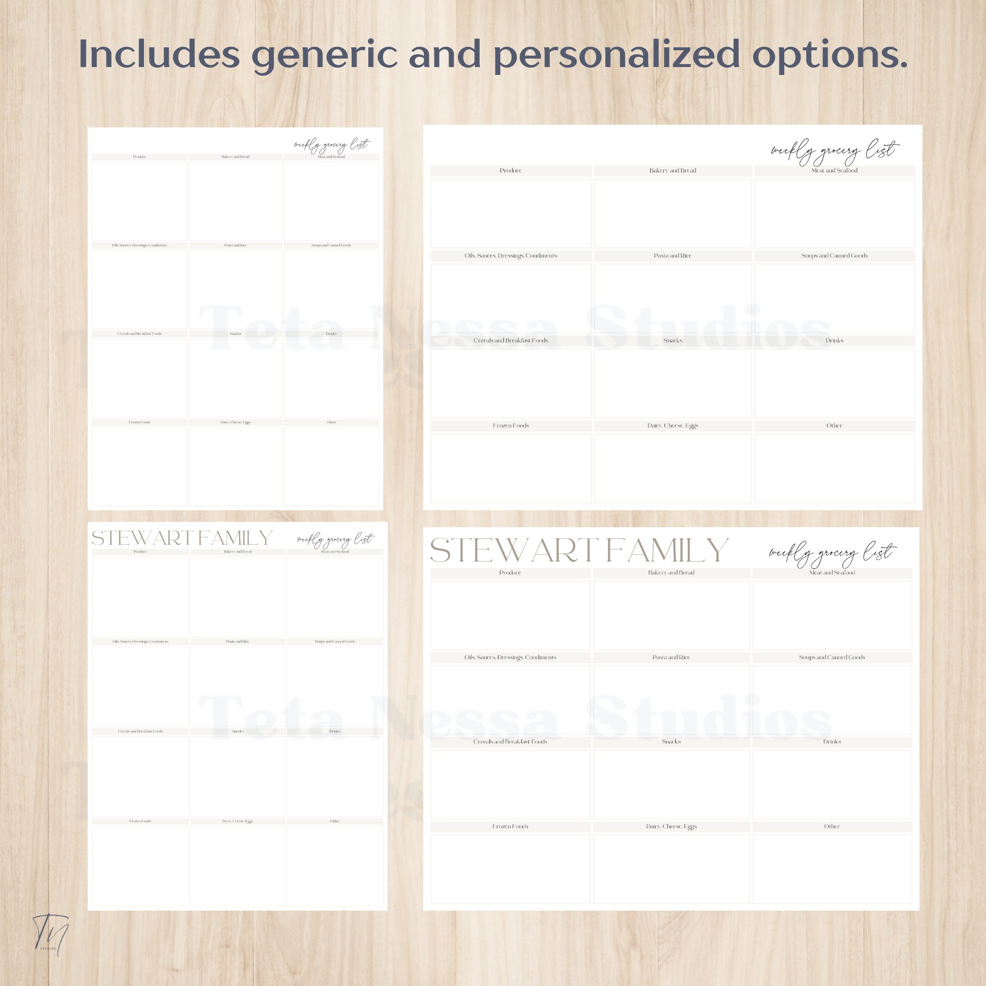 Weekly Grocery List Printable Grocery List Template Grocery - Etsy
