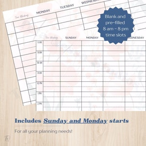 Weekly Planner Printable, Weekly Reflection, Schedule by Hour, Digital ...