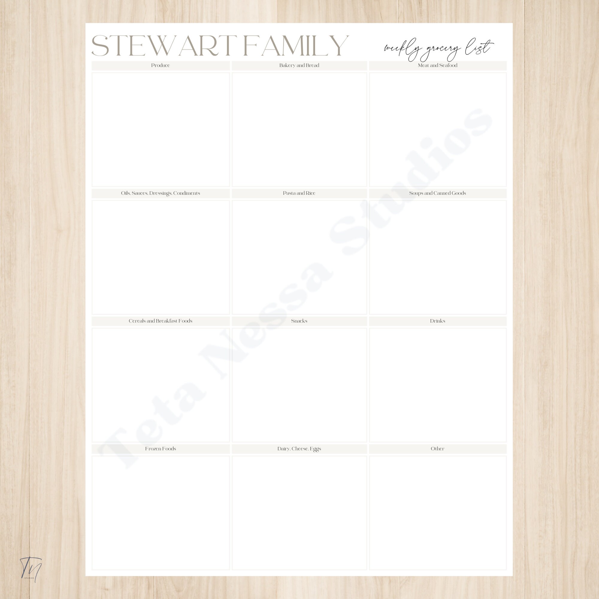 Weekly Grocery List Printable Grocery List Template Grocery - Etsy