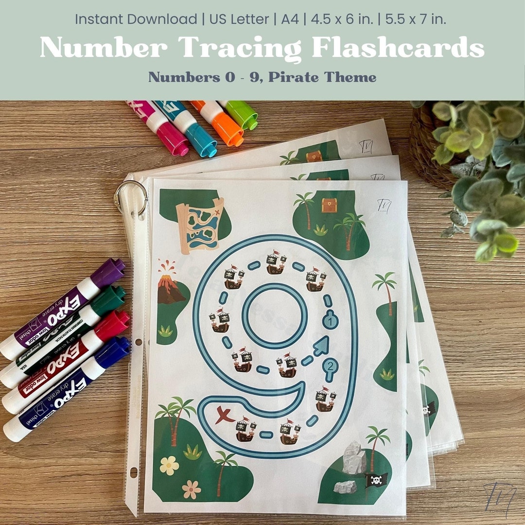 Number Tracing Practice Numbers Flashcard Counting - Etsy