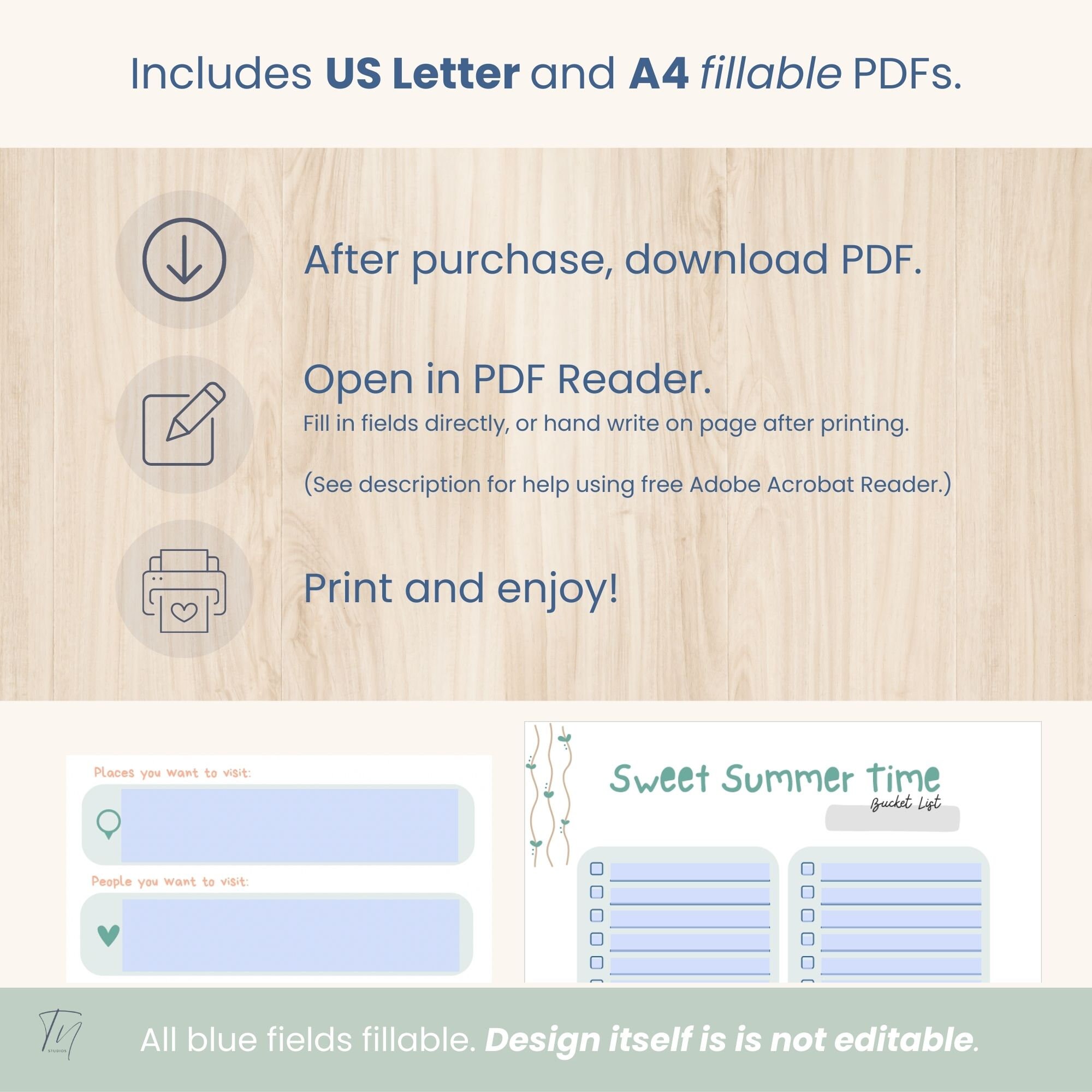 Editable Summer Bucket List Printable Fun Brainstorming Prompts With ...