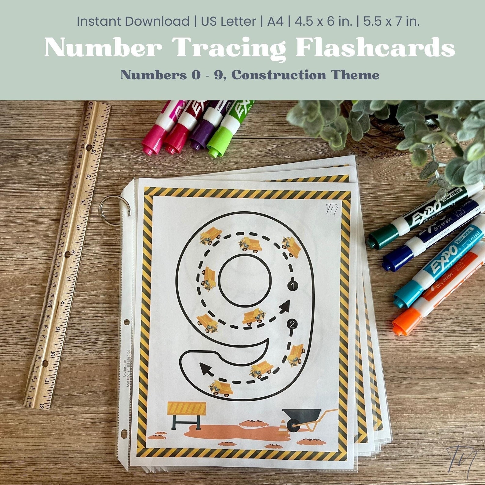 Number Tracing Practice Numbers Flashcard Counting - Etsy