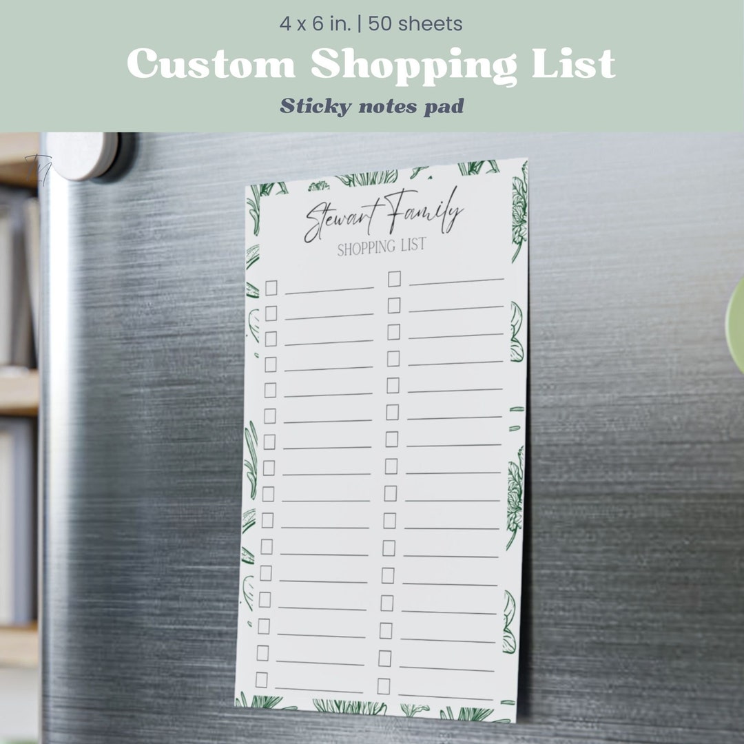 Personalized Grocery List Sticky Notes Pad Custom Shopping List Planner ...