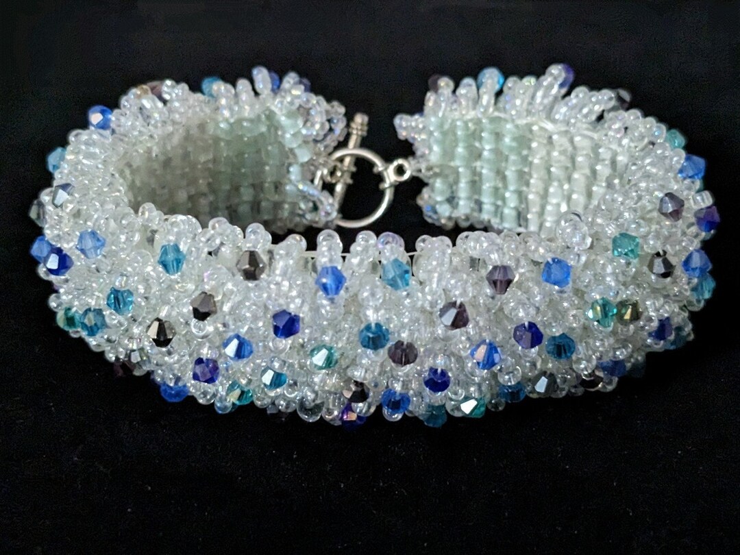 Magic Carpet Bracelet, Handmade Cuff Bracelet, Bead Woven Bracelet, 7.5 ...