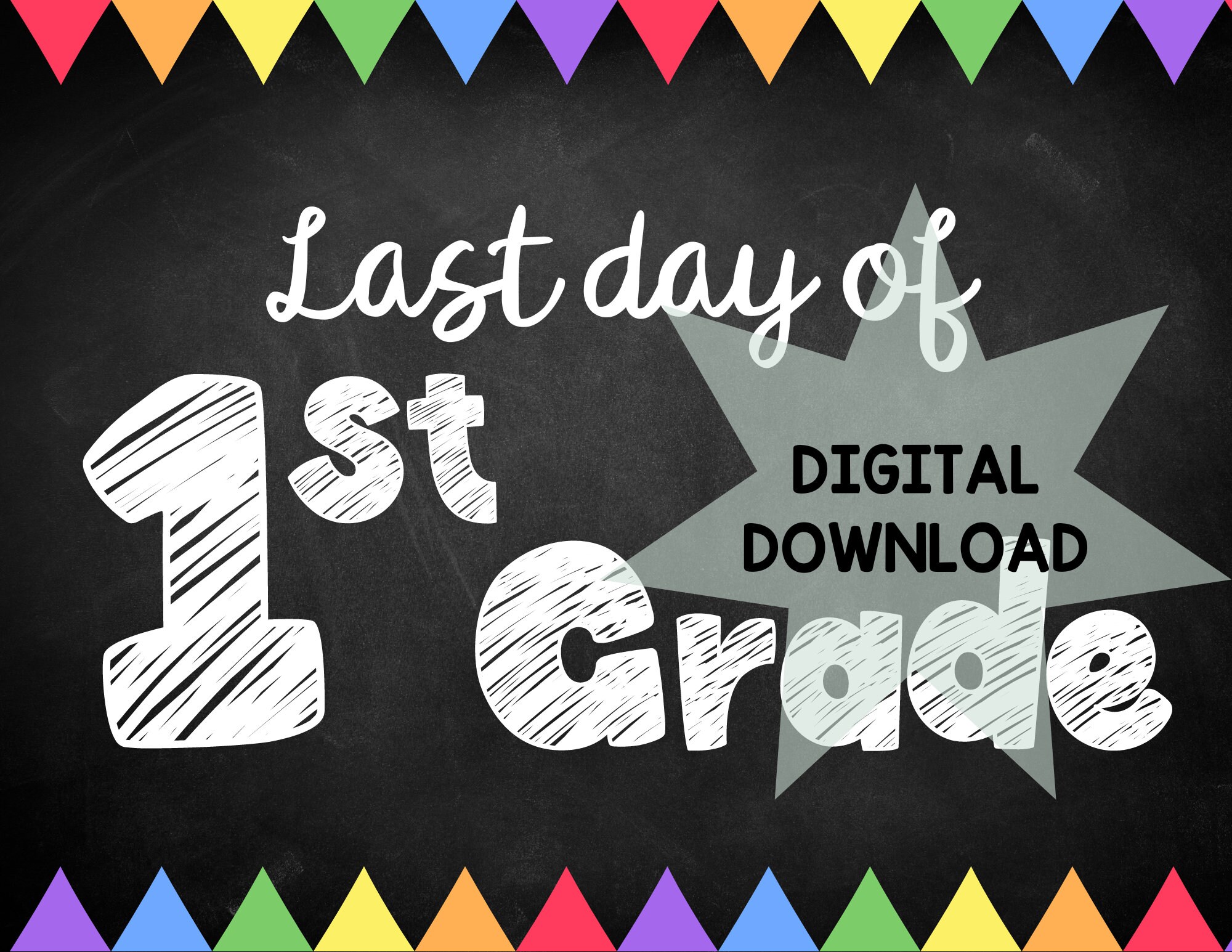 Printable First and Last Day of 1st Grade Signs Chalkboard - Etsy