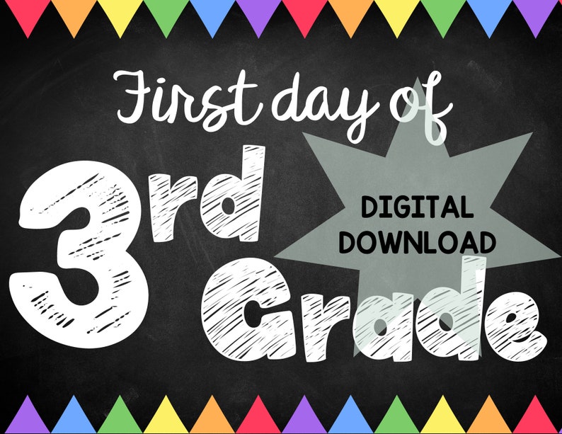 Printable First and Last Day of 3rd Grade Signs Chalkboard - Etsy