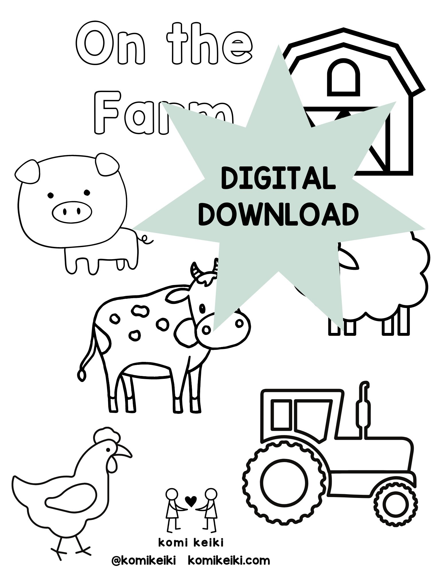 On the Farm Coloring Page - Etsy