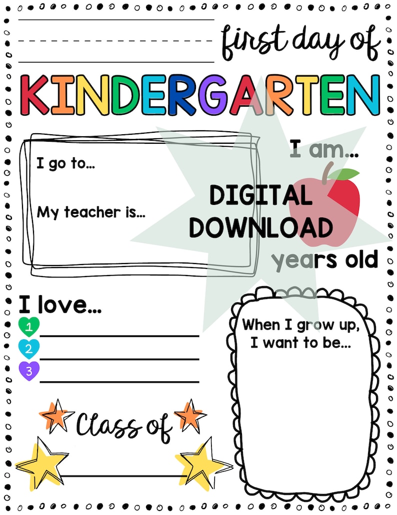 Printable First Day of Kindergarten Sign - Etsy Australia