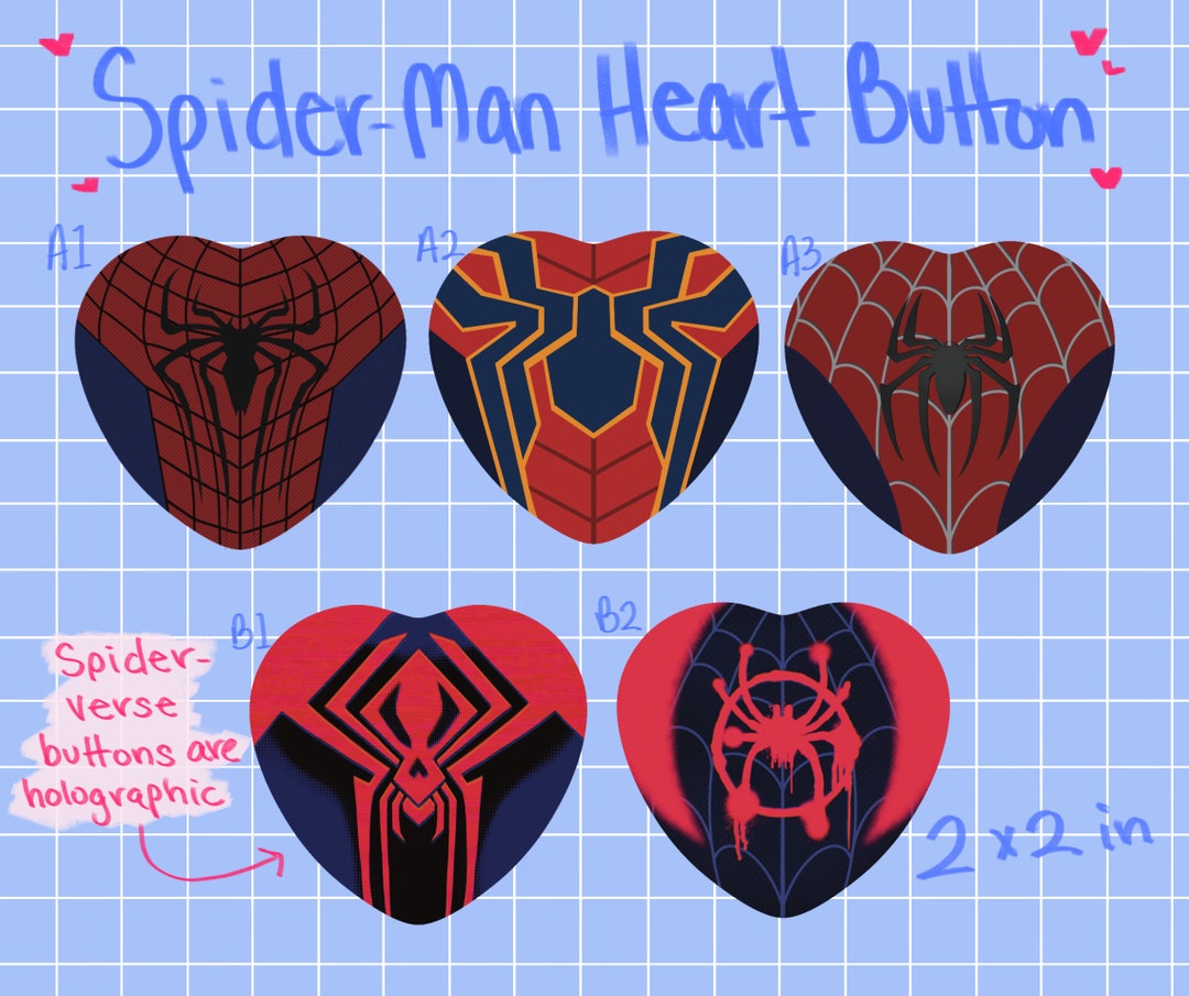 Spider-man Heart Buttons - Etsy