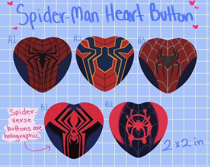 Spider-man Heart Buttons - Etsy