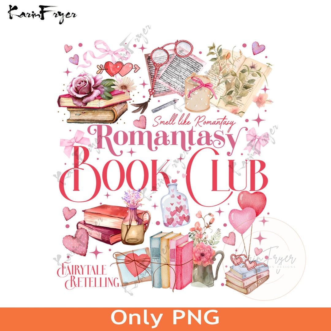 Romantasy Book Club PNG, Romance Fantasy Bookish Clipart, Cozy Reading ...