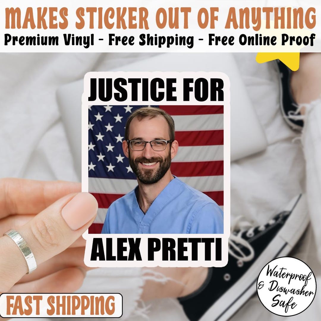 America Flag Justice for Alex Pretti Sticker, Liberty and Justice Decal ...