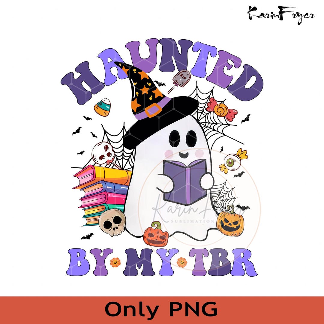 Haunted by My TBR Png, Ghost Reading, Cute Ghost Book Nerd, Ghost ...