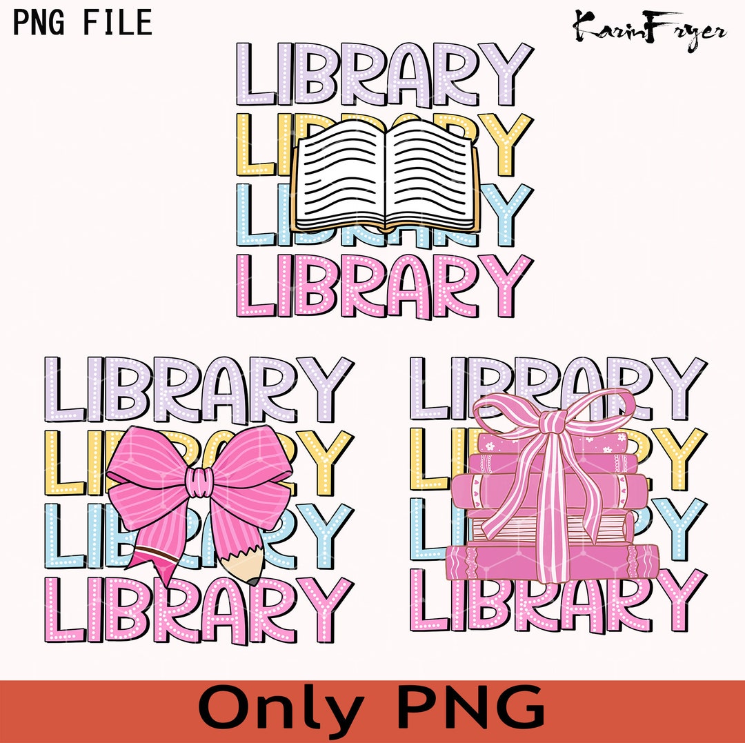 Library Png, Coquette Library Png, Library Book Pencil Coquette Bow Png ...