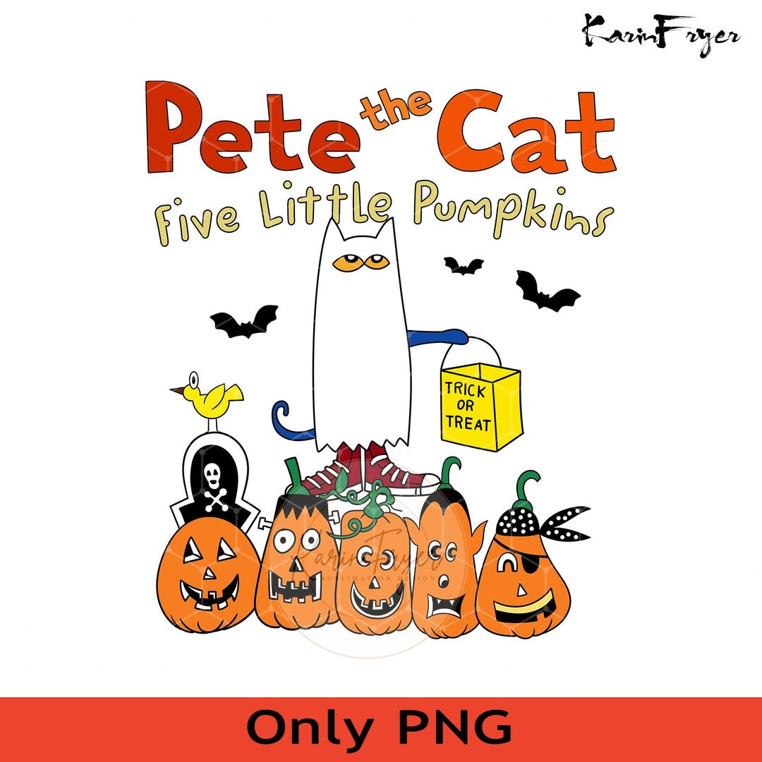 Spooky Cat Png, Pete the Cat Five Little Pumpkins Png, Teacher ...