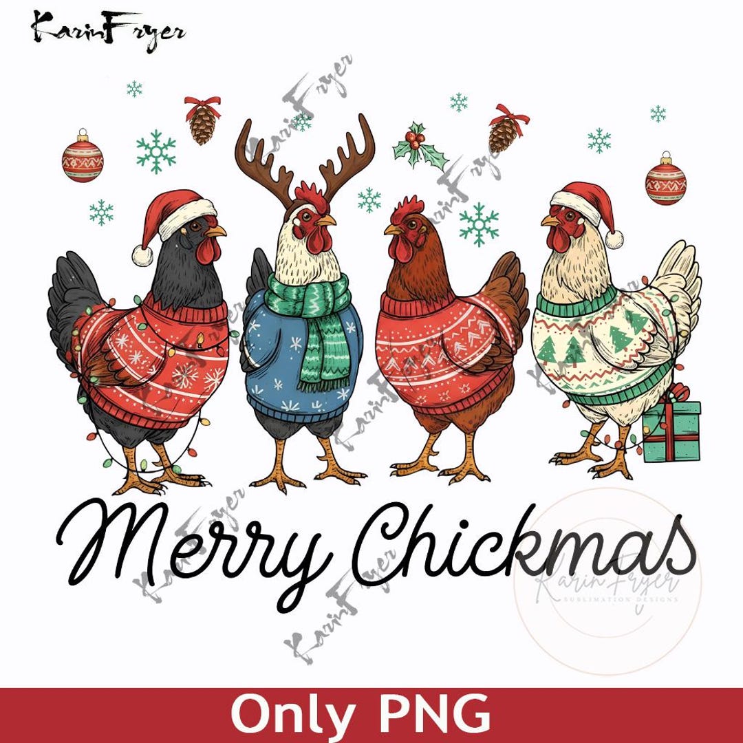Christmas Chickens Merry Chickmas Png, Chickens Png,christmas Bow Gifts ...