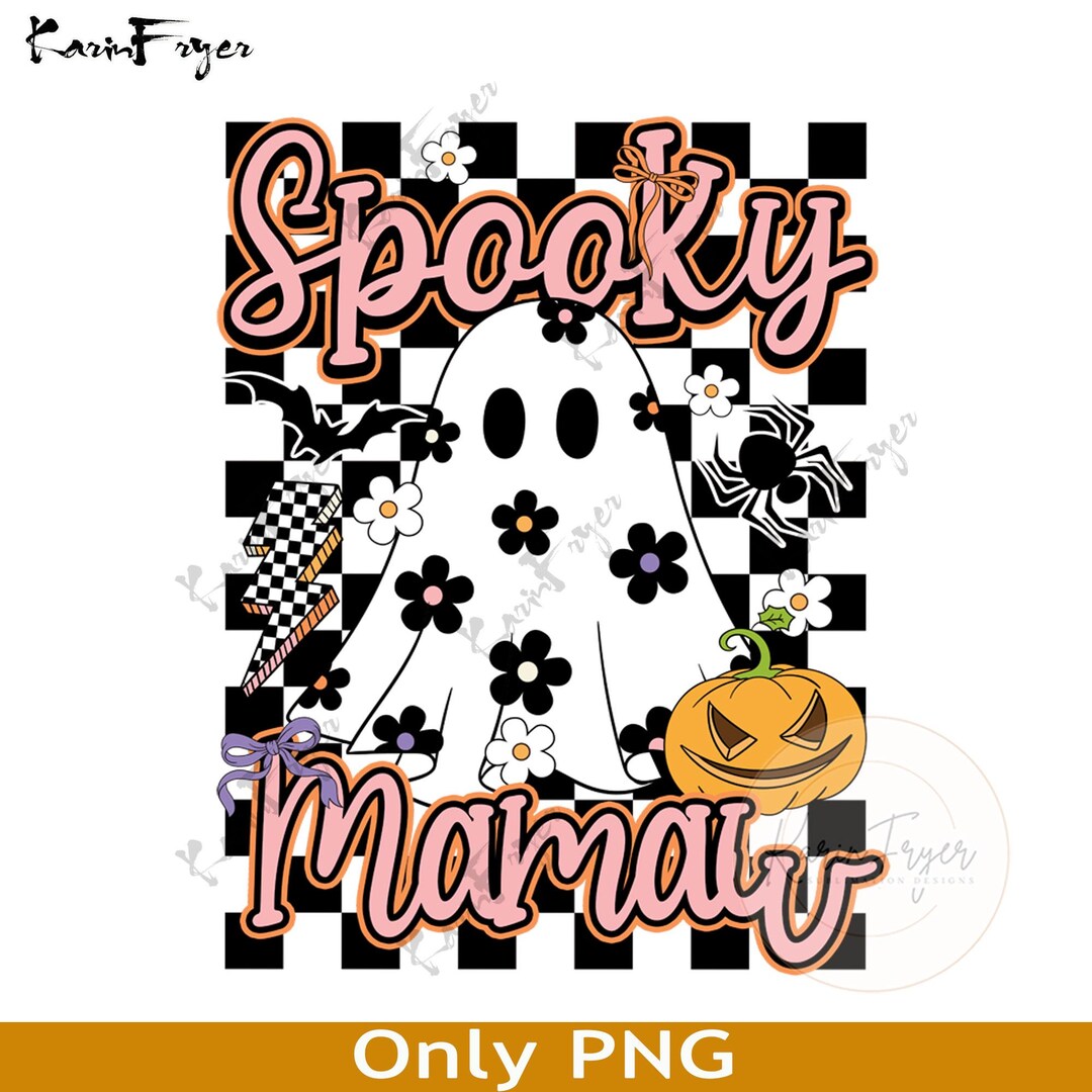 Retro Groovy Checkered Spooky Mamaw Halloween Png Mamaw Halloween Png ...