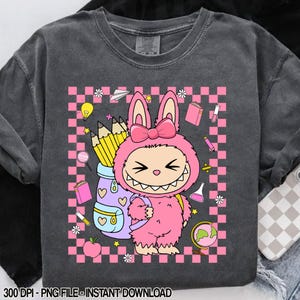 Cartoon School Labubu Girl Png,labubu Back to School Png, Kids Shirt ...