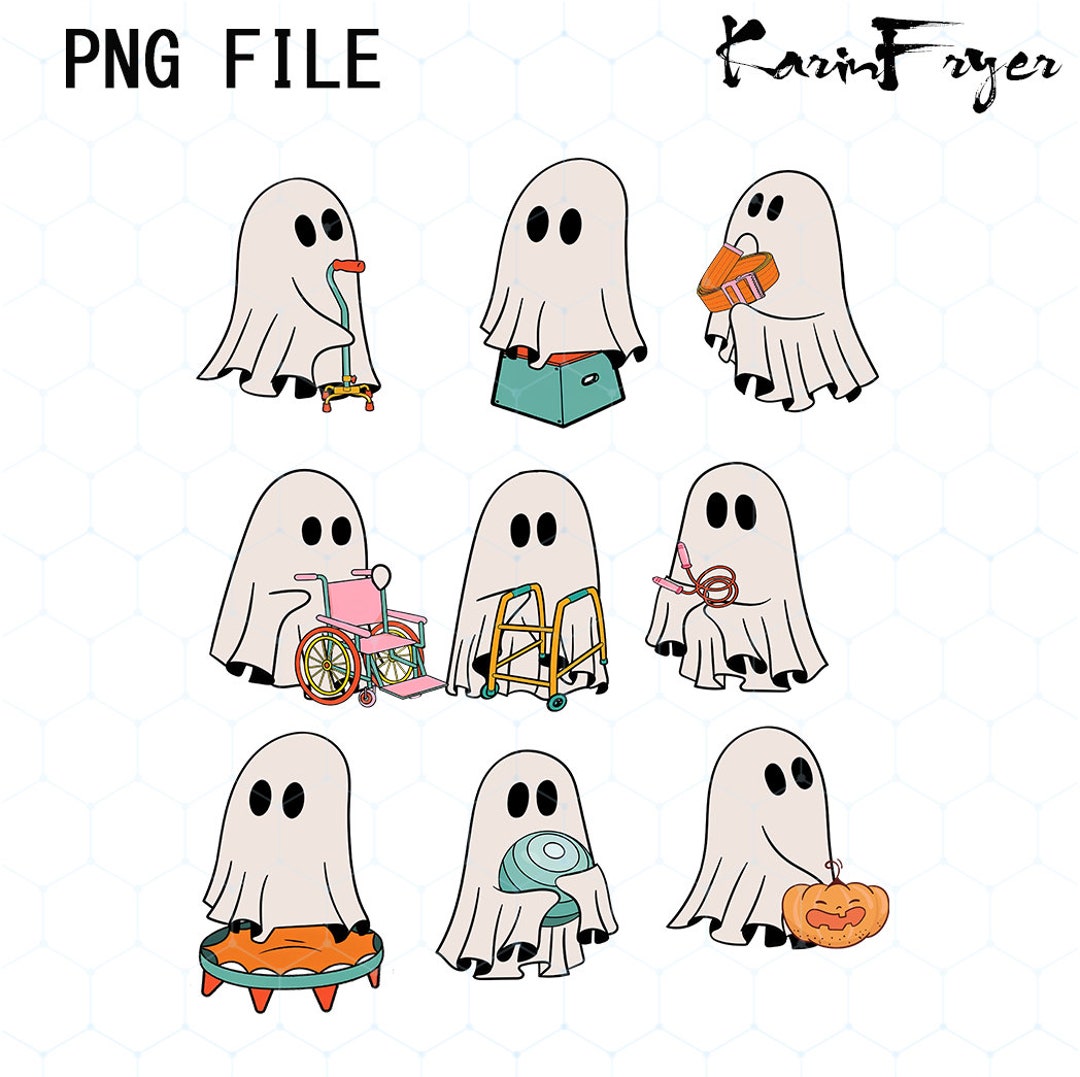 PT Physical Therapist Halloween Png, Spooky PT Png, Ghost PT Png, Retro ...