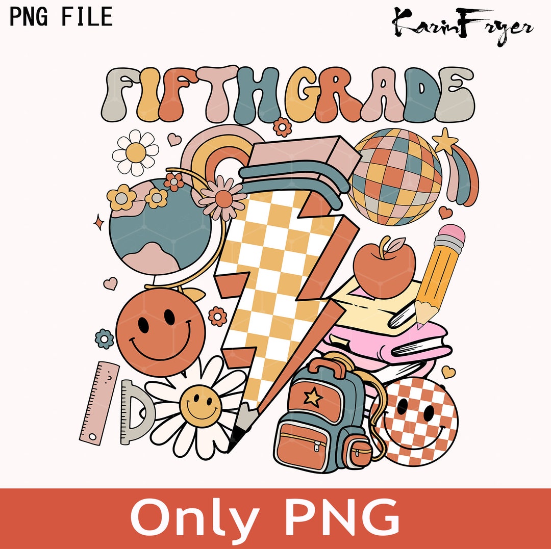 Fifth Grade PNG Image, Retro Back to School Png, 5th Grade Design ...