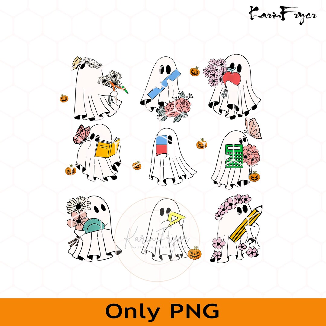 Math Teacher Halloween PNG, Cute Ghost Math Teacher Png, Ghost ...