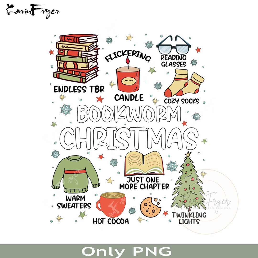 All Booked for Christmas Png, Bookworm Christmas Png, Book Lover Png ...