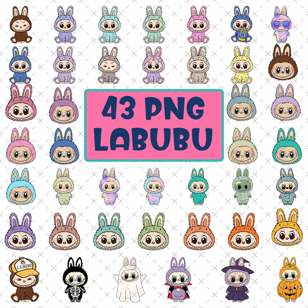 43 Labubu PNG Bundle, Cute Cartoon Bunny Clipart, Kawaii Labubu ...