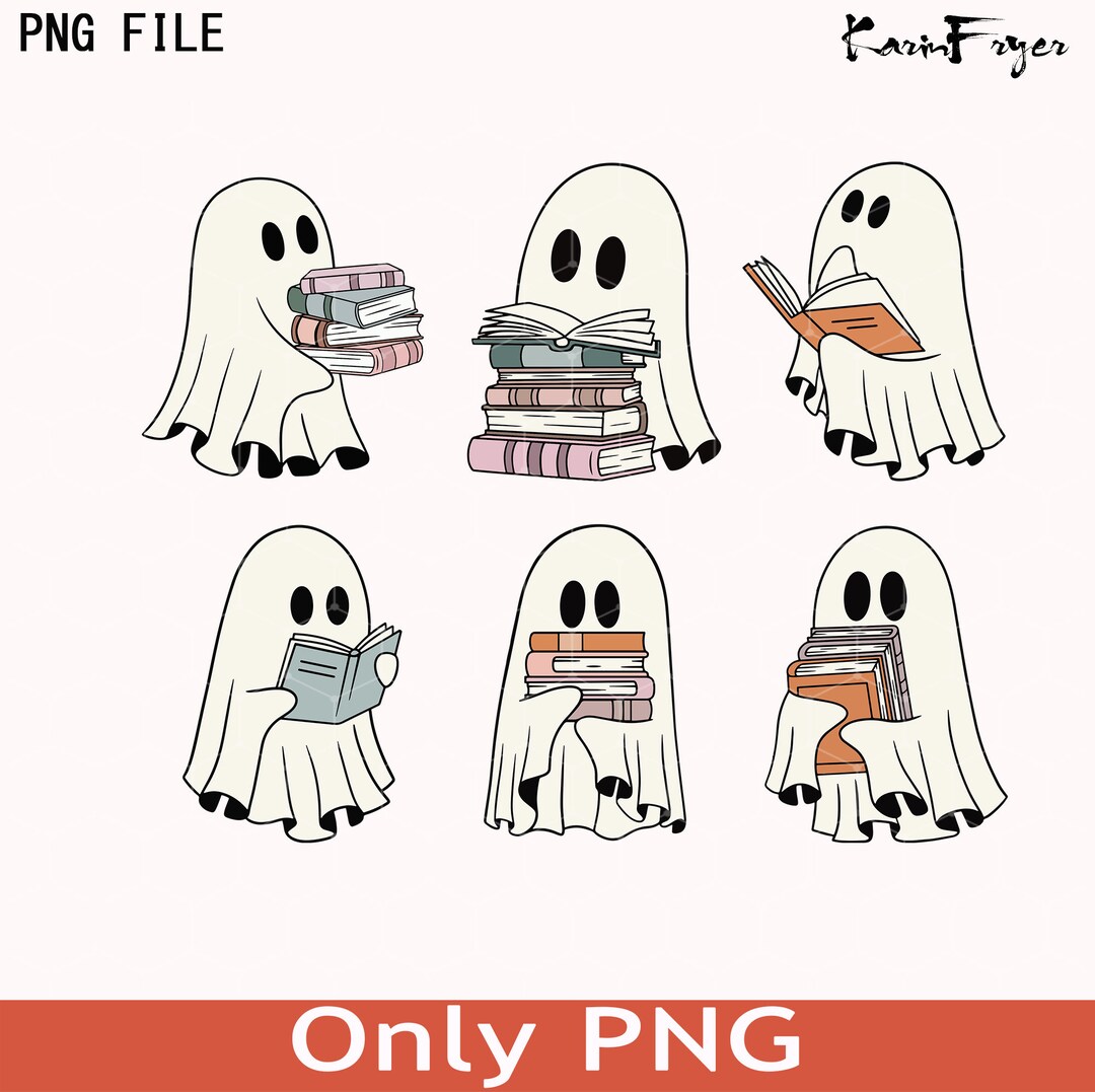Funny Book Lover Halloween PNG, Cute Ghost Book Nerd, Ghost Halloween ...