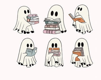 Funny Book Lover Halloween PNG, Cute Ghost Book Nerd, Ghost Halloween ...