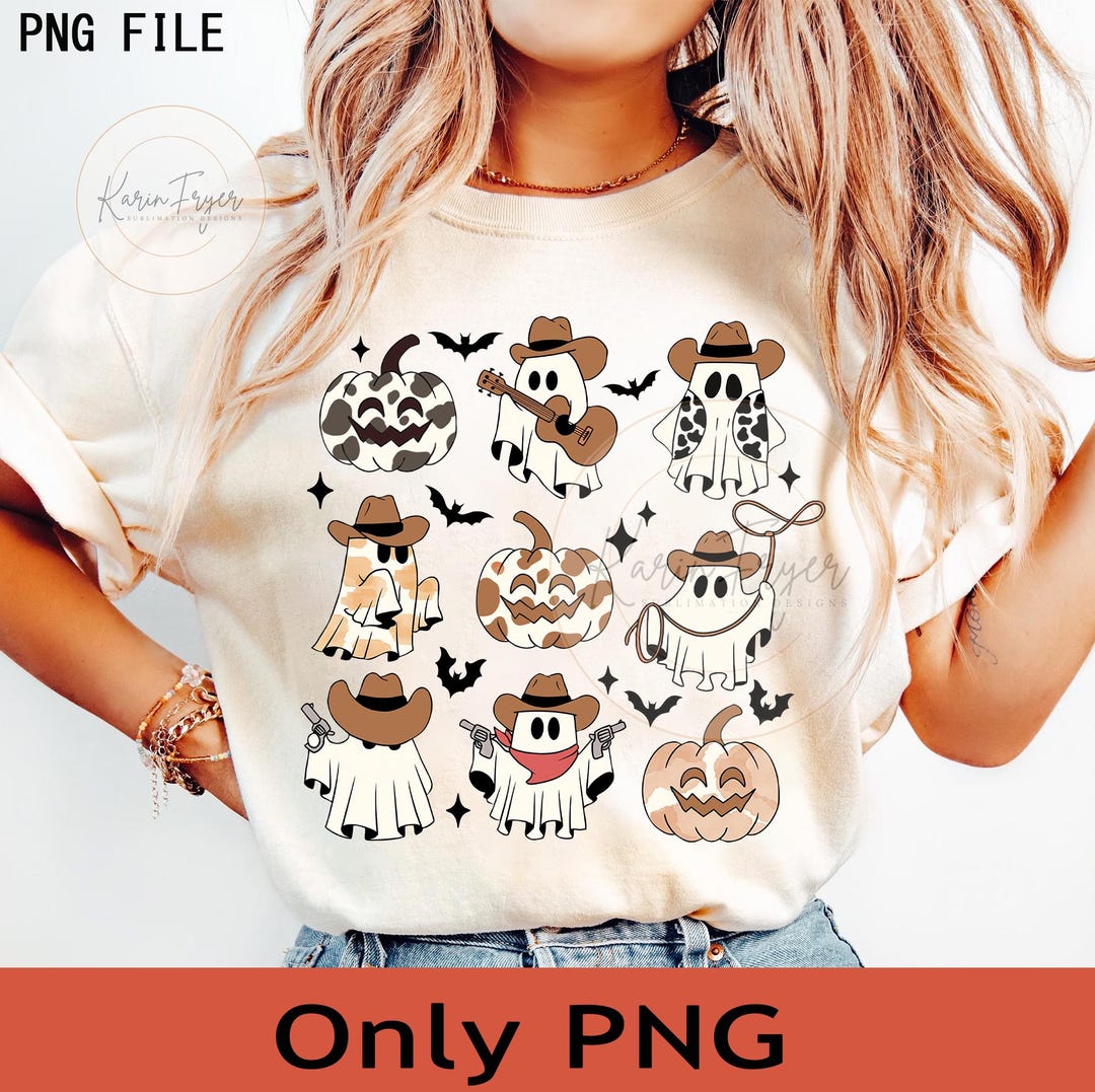 Cowboy Ghosts Png, Halloween Cowgirl PNG, Western Cute Ghost Halloween ...