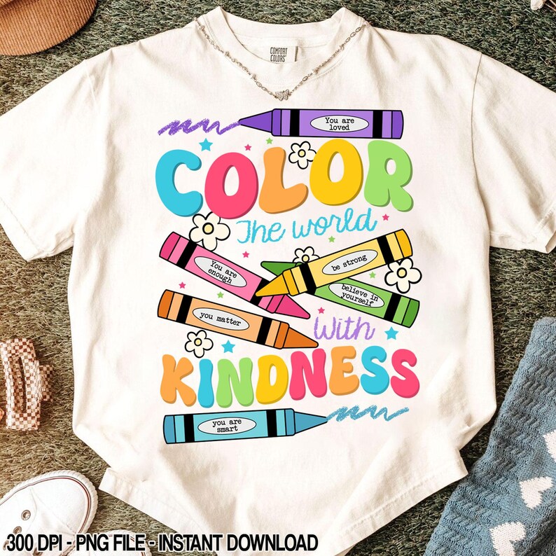 2 Color the World With Kindness Crayons Png Sublimation Design Download ...