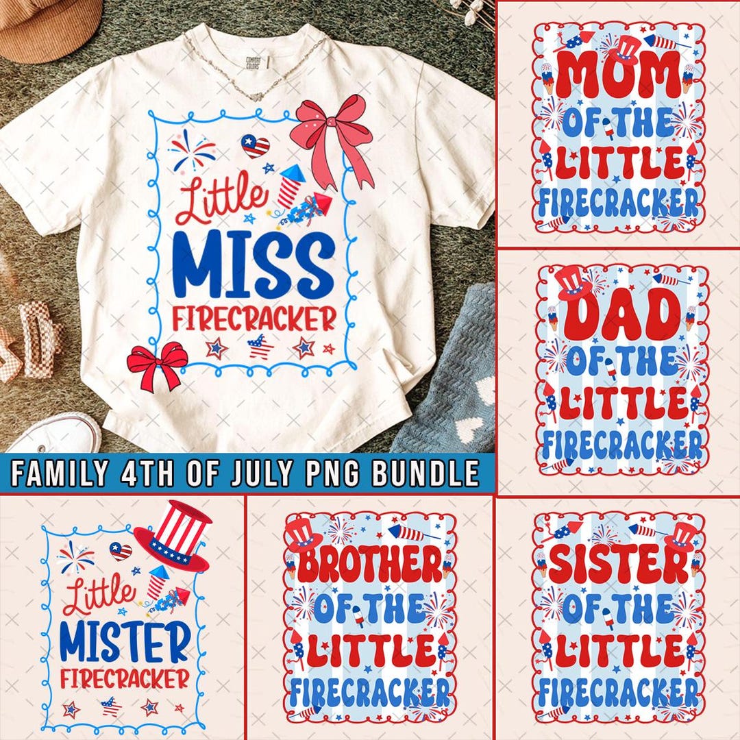 Little Miss Firecracker Png, Family 4th July Png Bundle, Little Mister ...