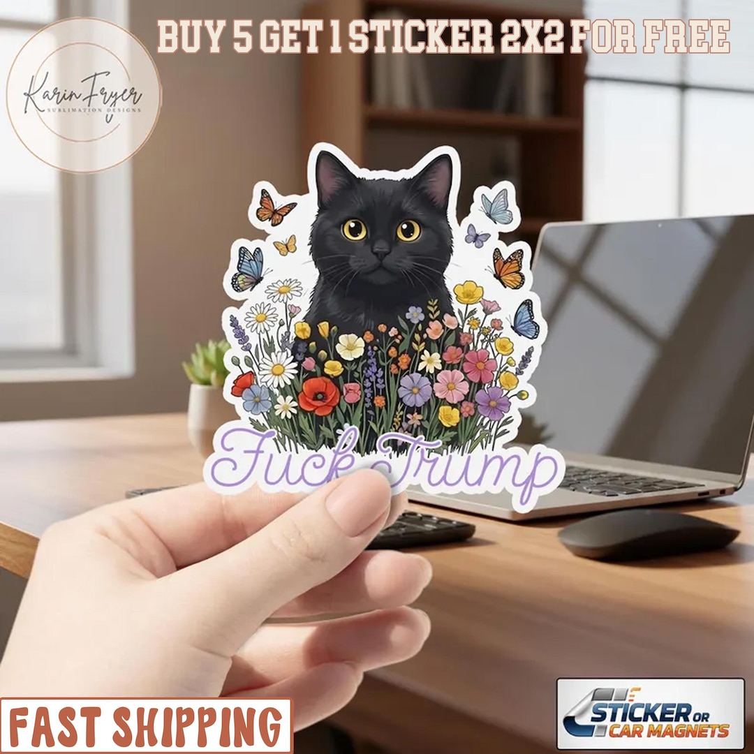 Subtle Anti Trump Sticker, F*ck Trump Cat, Political Decal, Womens ...