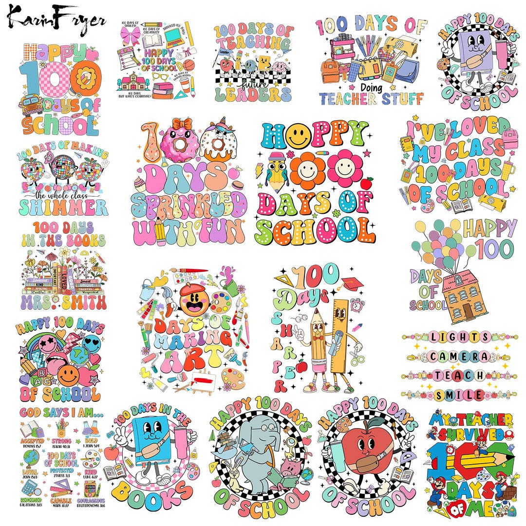 23 Happy 100 Days of School Png Bundle, Happy 100 Days of School Png ...