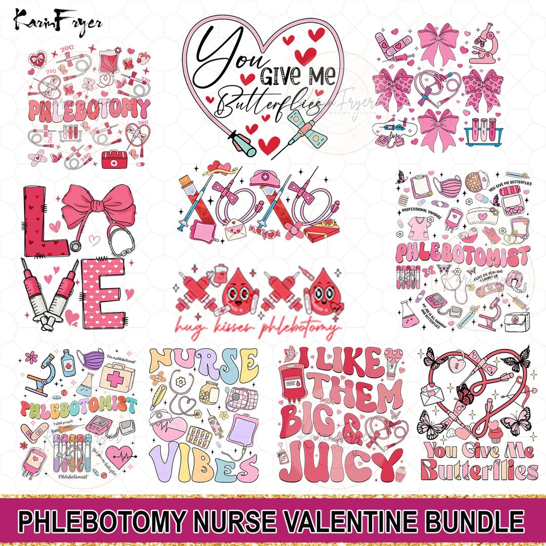 11 Phlebotomy Nurse Valentine Bundle Png, Valentine Day Nurse Png ...