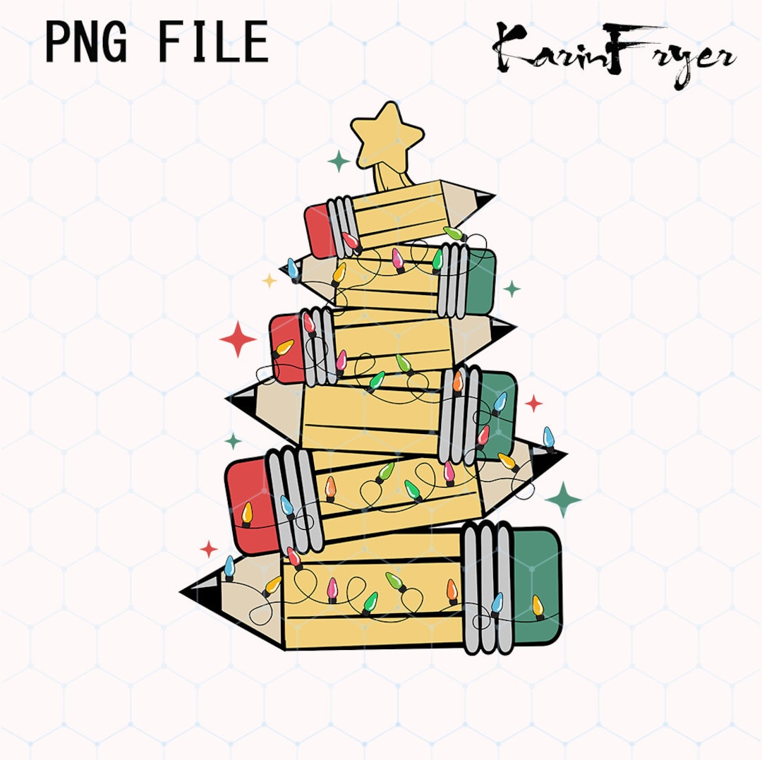 Pencil Christmas Tree Light Png, Teacher Christmas Png,gifts Student ...