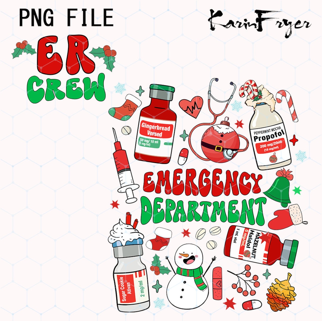 Nurse Christmas Png, Emergency Department Png, ER Crew Png, Christmas ...