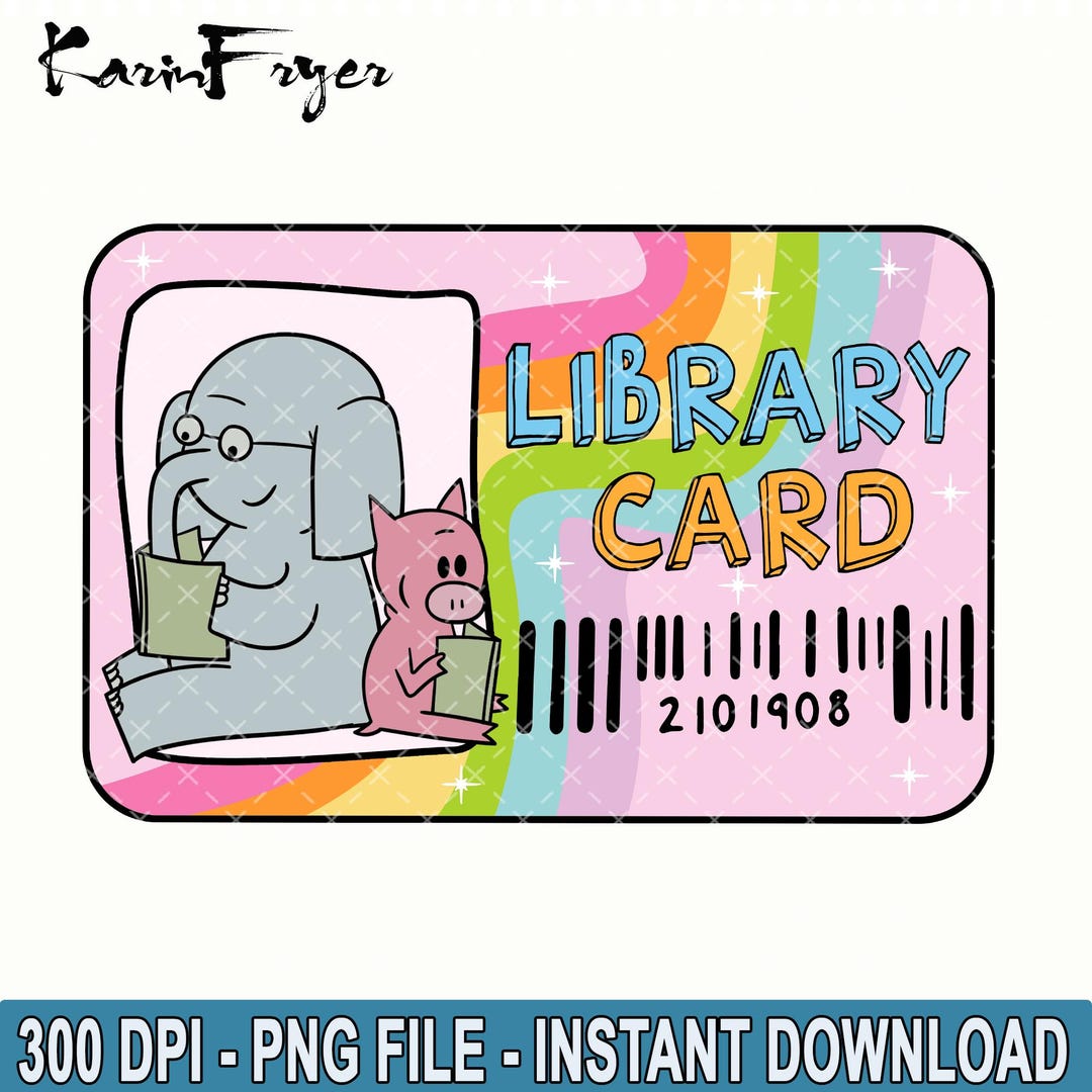 Children's Book Library Card Png, Elephant and Piggie Png, Back to ...