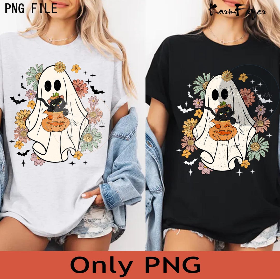 Cute Ghost Cat Png, Retro Halloween Png, Ghost Cat Png, Spooky Season ...